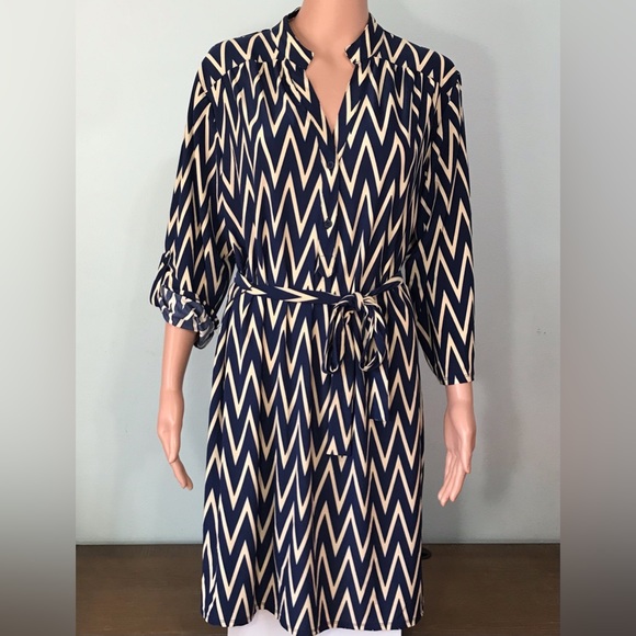 Tacera | Dresses | Tacera Shirt Dress Womens Size L Chevron Pattern ...